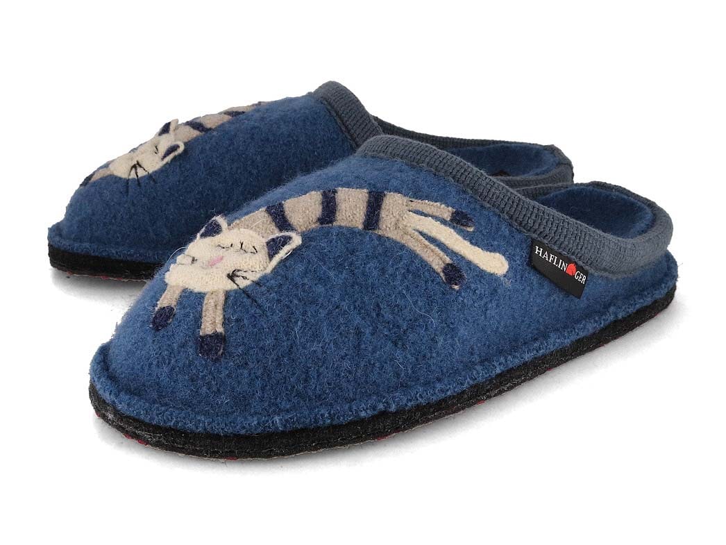 HAFLINGER Boiled Wool Slippers | Flair Choupette, blue|