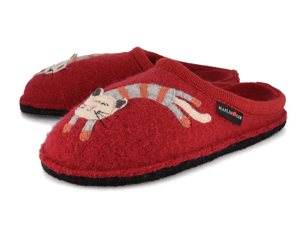 HAFLINGER Wool Slippers | Flair Choupette, Burgundy