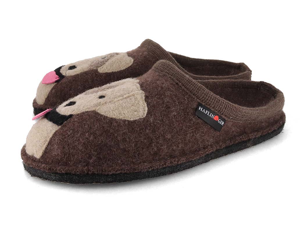 HAFLINGER wool slippers | Flair Rudi, brown mottled
