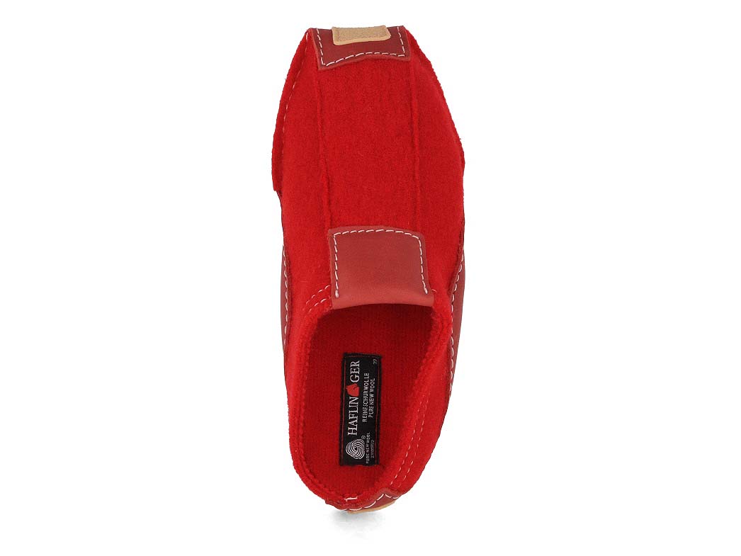 HAFLINGER Women Boiled Wool Slippers |Pocahontas, Red|