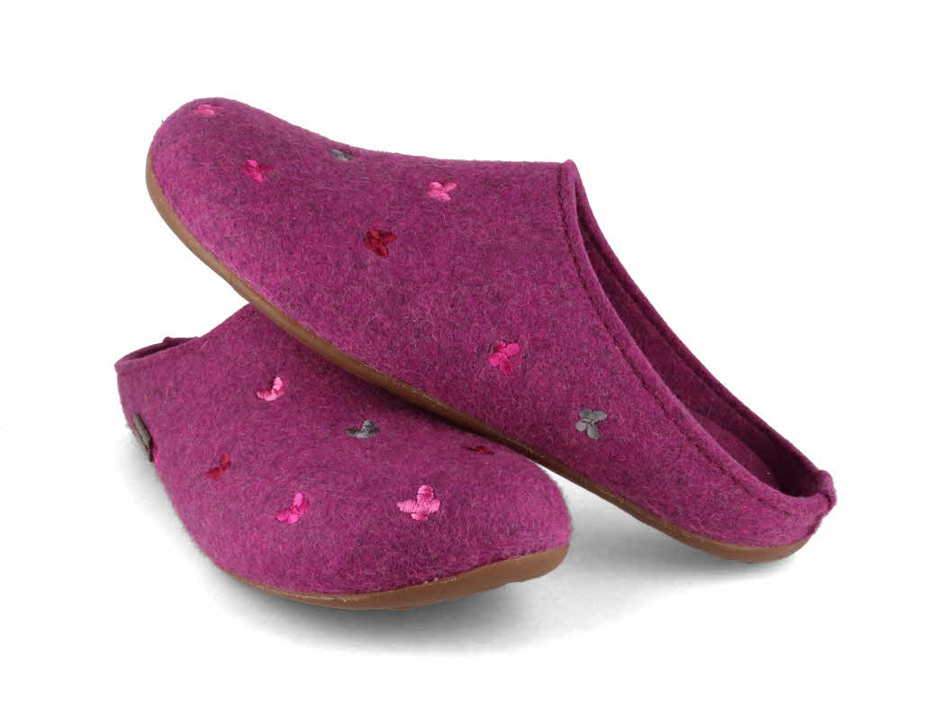 HAFLINGER Women Wool Slippers | Farfalline,mulberry