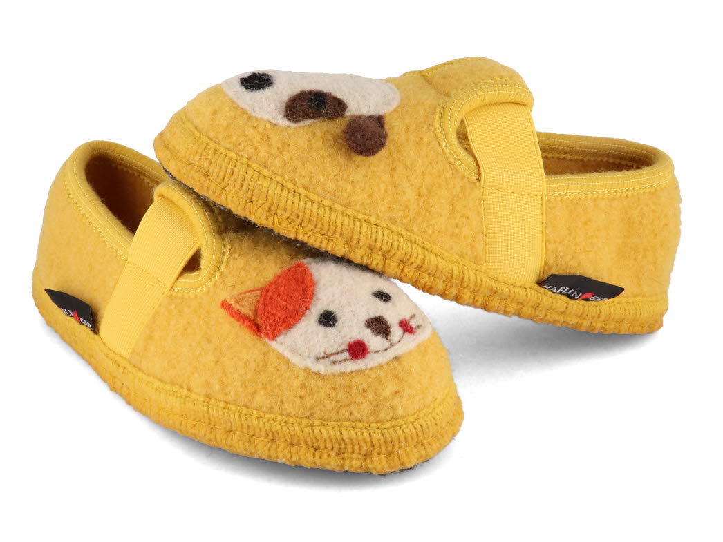 HAFLINGER | Children Boiled Wool Slipper Pets, Sun | Express Shipping