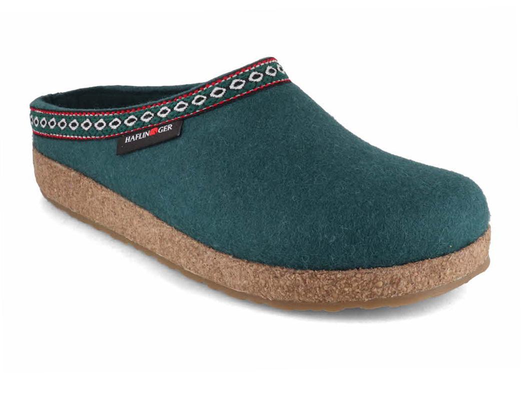 HAFLINGER Wool Clogs | Grizzly Franzl, Pine Green | Fre