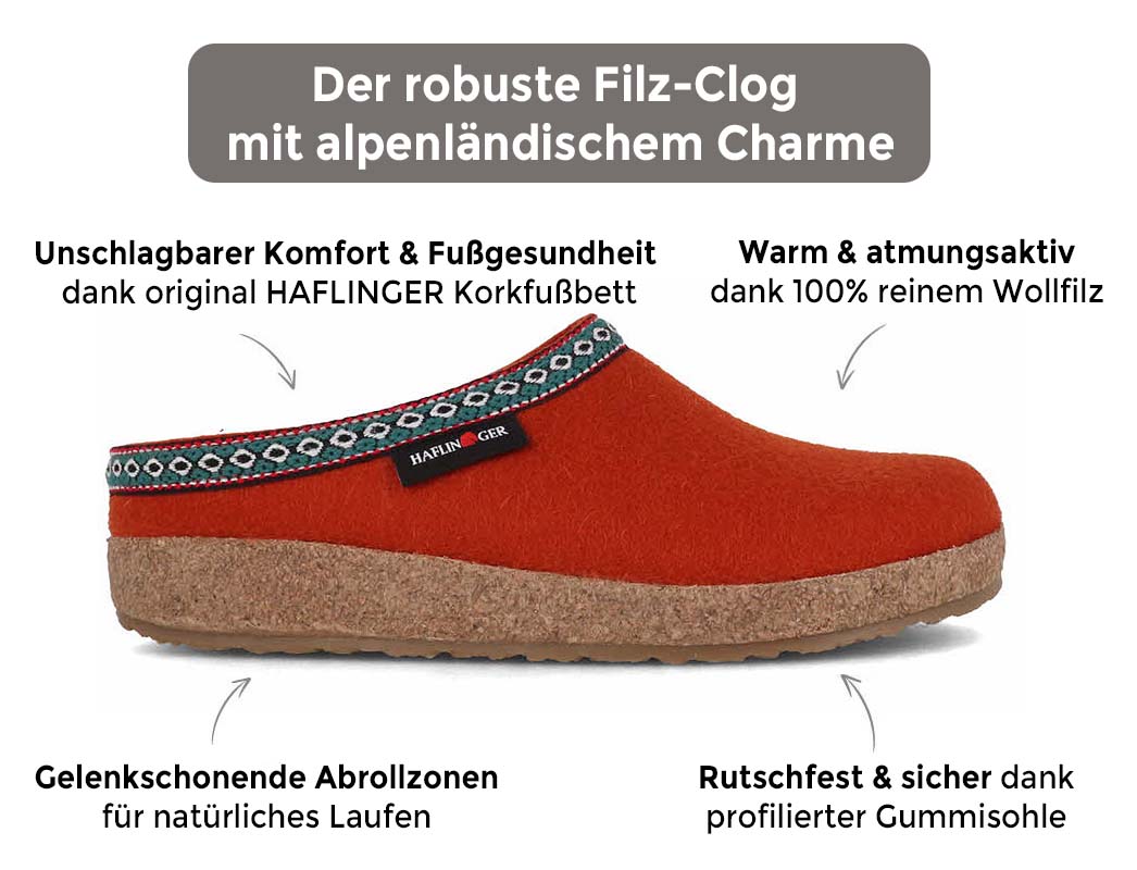 HAFLINGER Wool Felt Clogs | Grizzly Franzl, Fox | Free