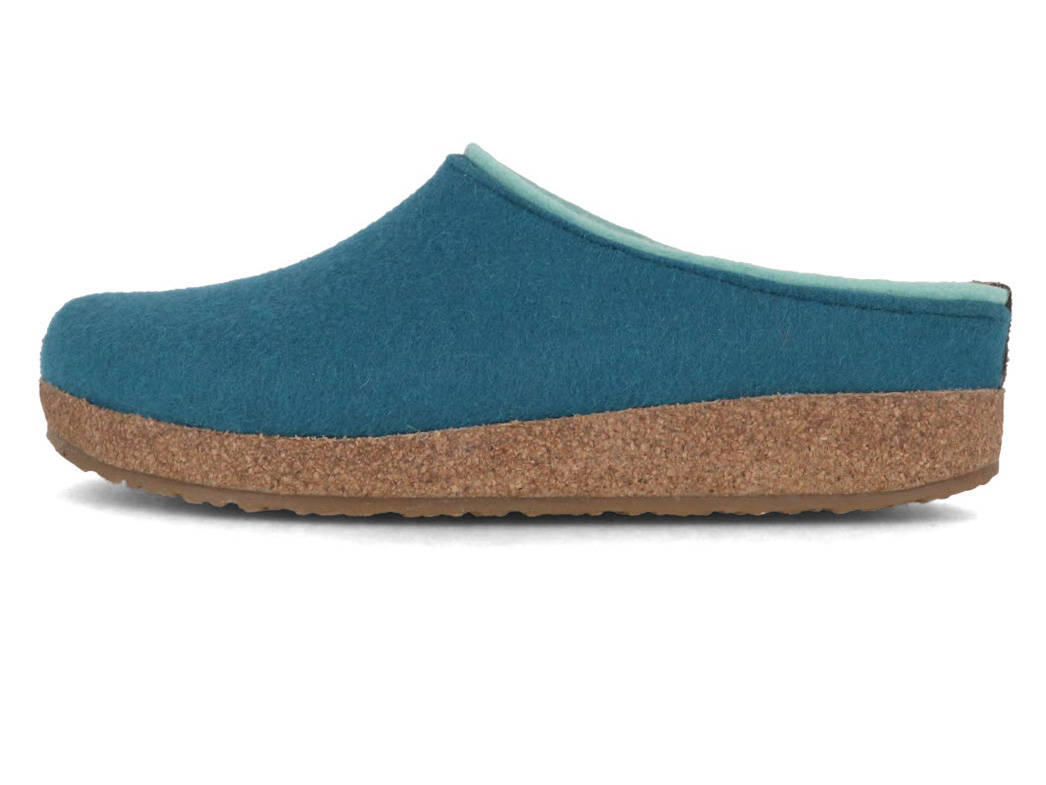 HAFLINGER Women Felt Clogs | Grizzly Kris, Turquoise