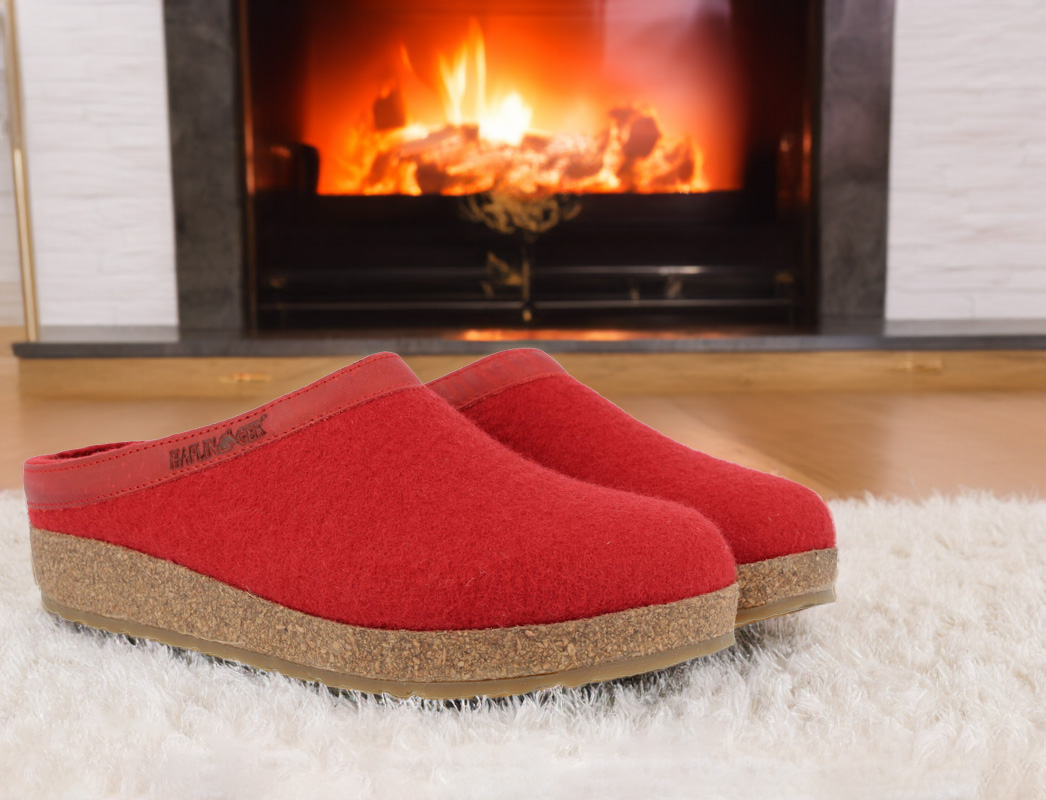 HAFLINGER | Wool Felt Clog Grizzly Torben, Ruby | Expre
