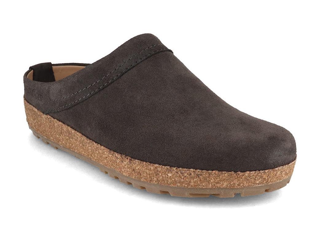 HAFLINGER Men Women Nubuck Clogs | Malmö, Graphite|