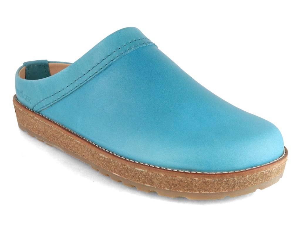 HAFLINGER Leather Clogs | Travel Classic, Aqua