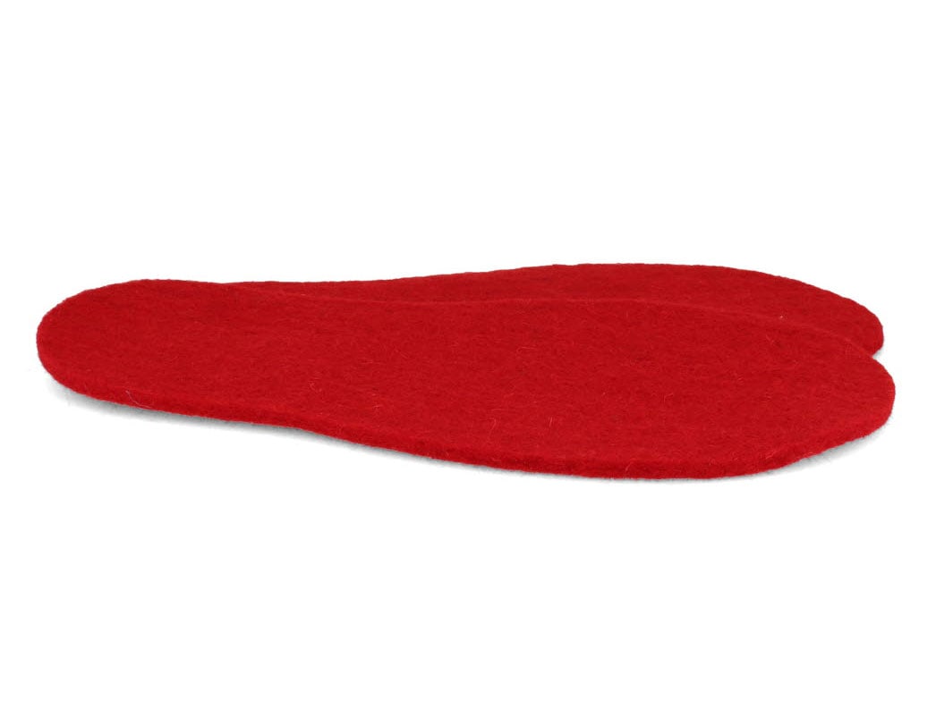 Colorful Felt Insoles in 5mm Thickness | WoolFit | red --> Boiled Wool ...