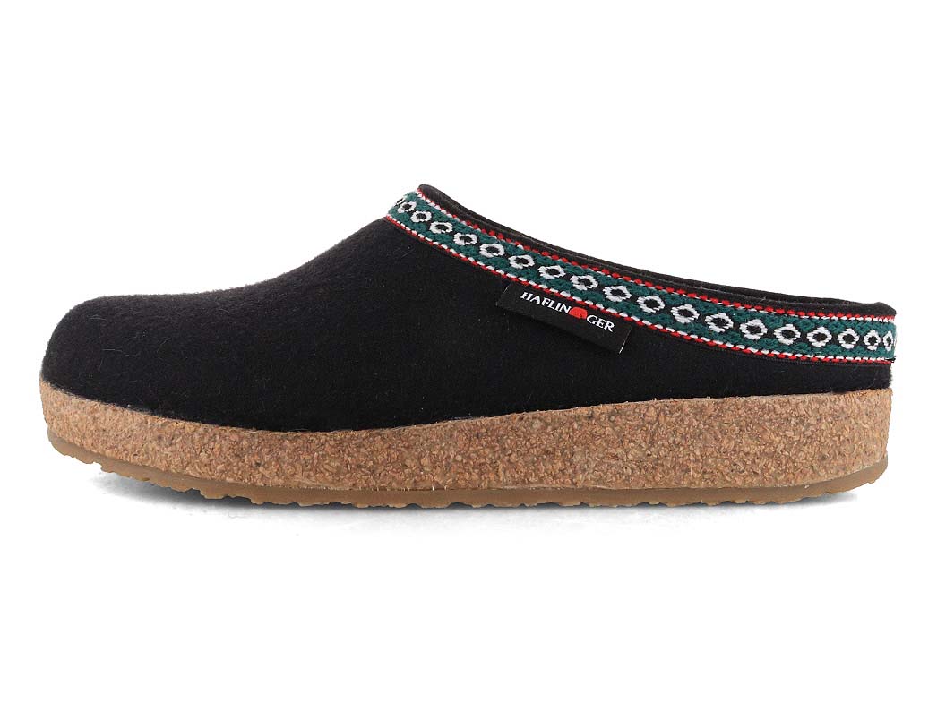 HAFLINGER | Wool Felt Clog Grizzly Franzl, Black | Expr