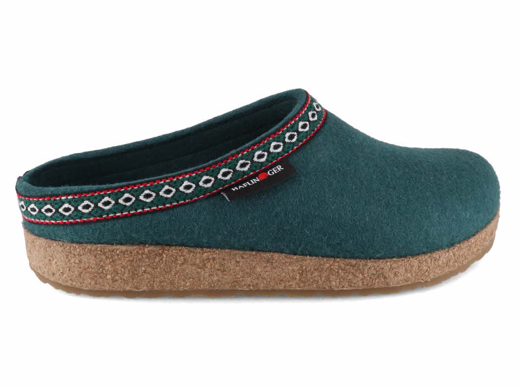 HAFLINGER Wool Clogs | Grizzly Franzl, Pine Green | Fre