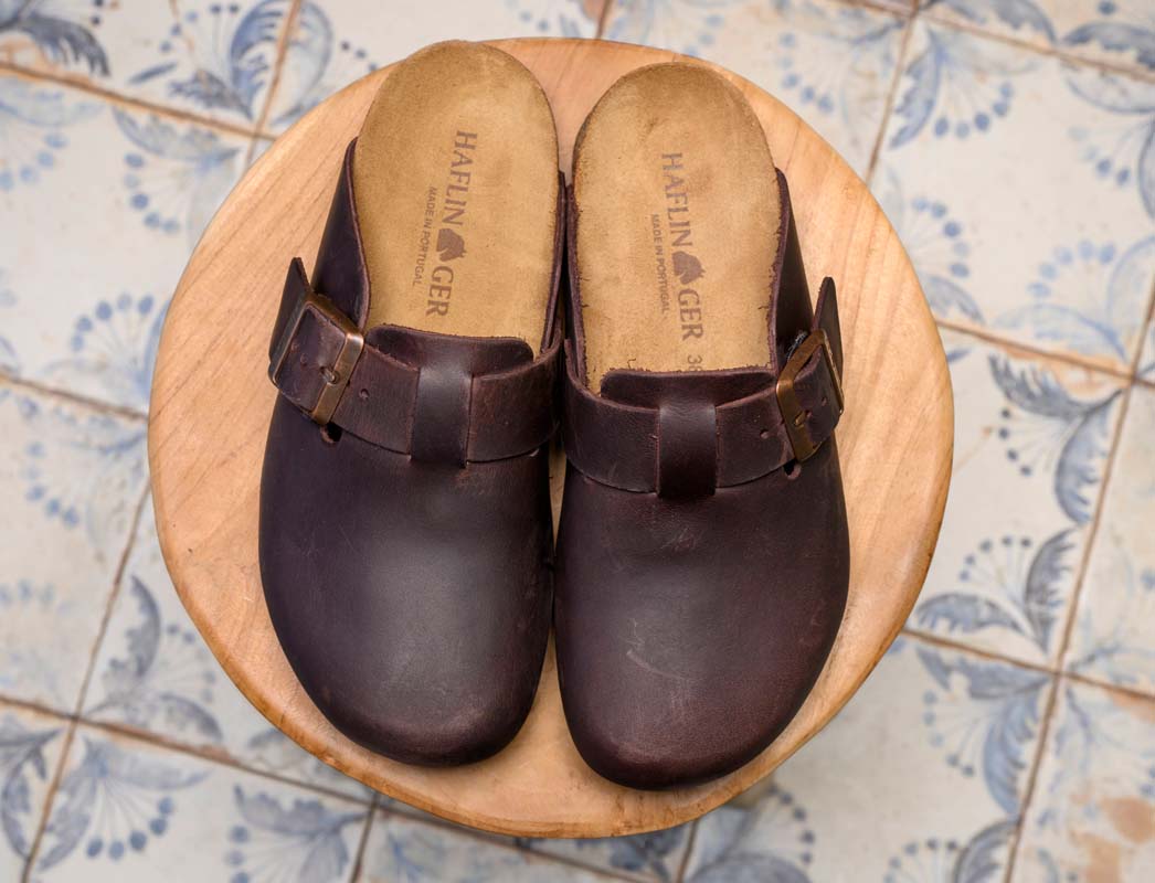 HAFLINGER Leather Clogs | Porto , Dark Brown