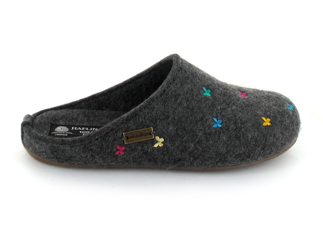 HAFLINGER | Wool Slipper Everest Farfalline,Anthracite