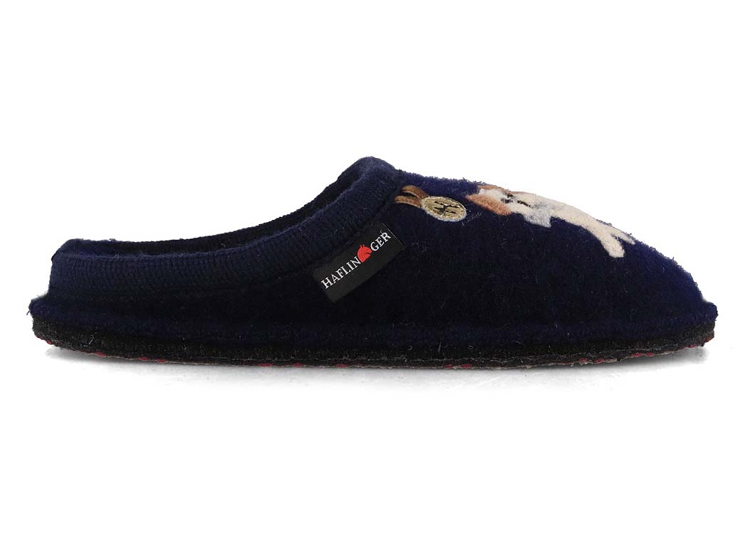 HAFLINGER Women Boiled Wool Slippers |Flair Fido, Blue|