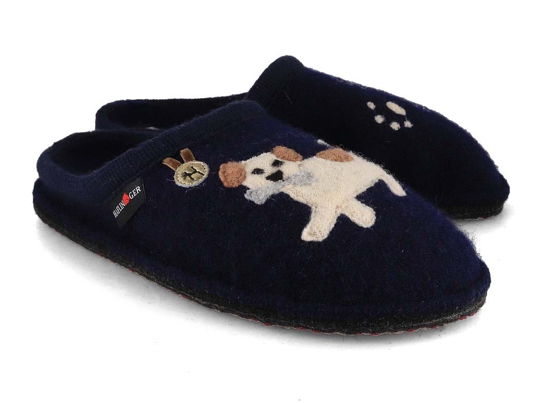 HAFLINGER Women Boiled Wool Slippers |Flair Fido, Blue|