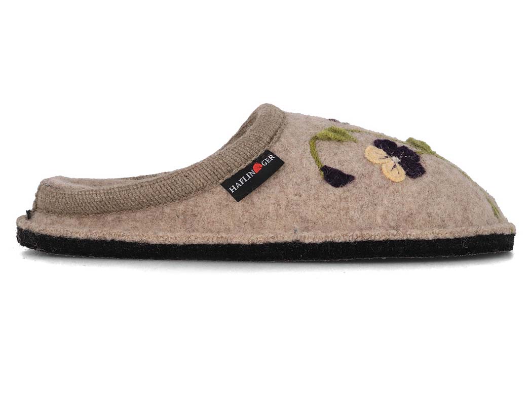 HAFLINGER Boiled Wool Slippers | Flair Viola, Beige