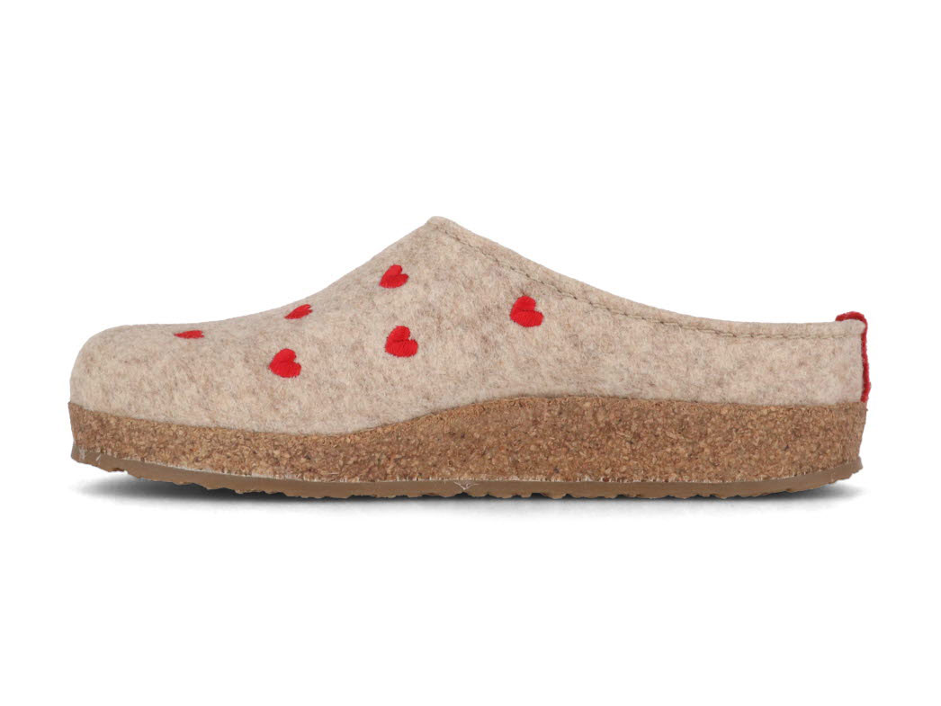 HAFLINGER Women Felt Clogs | Grizzly Cuoricino, Beige