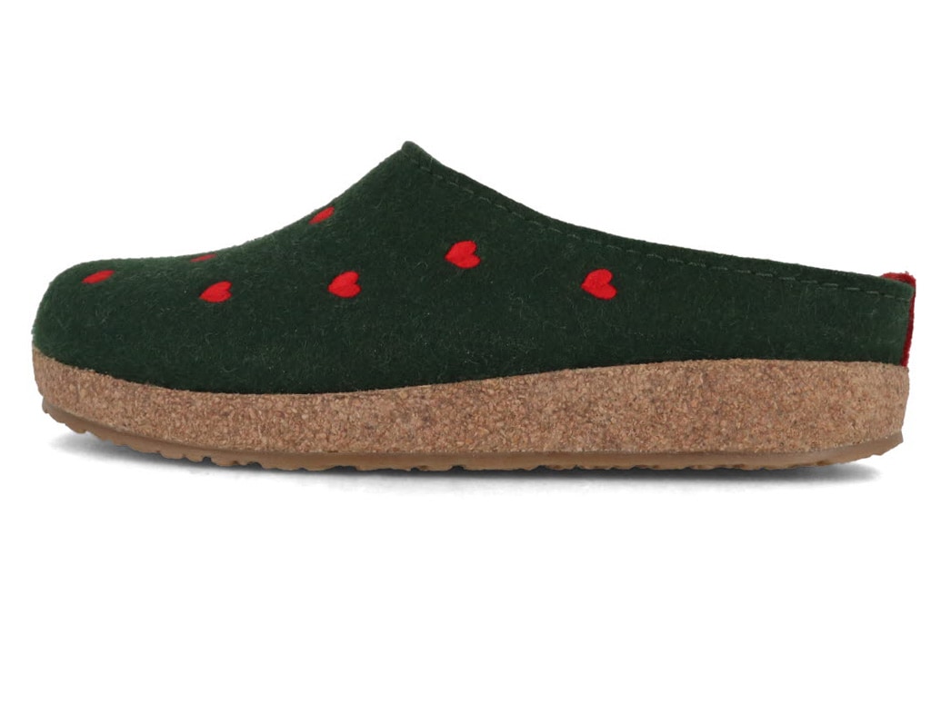 HAFLINGER Women Felt Clogs | Grizzly Cuoricino, Yew