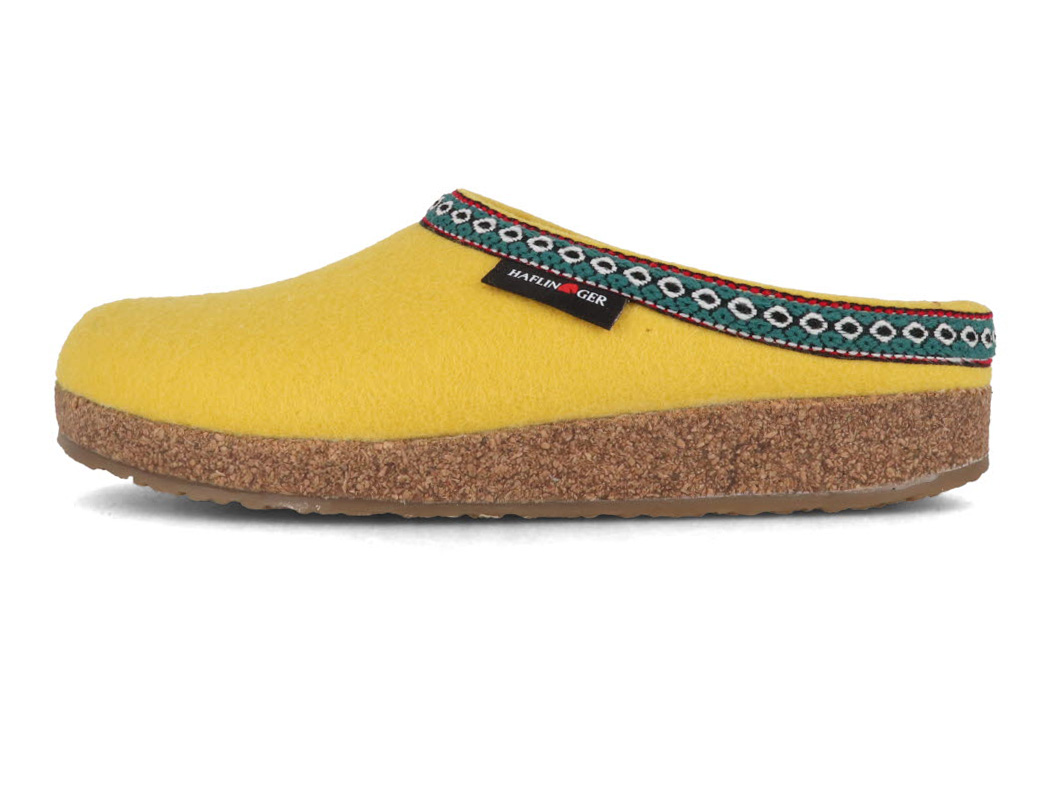 HAFLINGER Women Felt Clogs | Grizzly Franzl, yellow