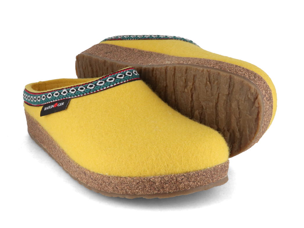 HAFLINGER Women Felt Clogs | Grizzly Franzl, yellow