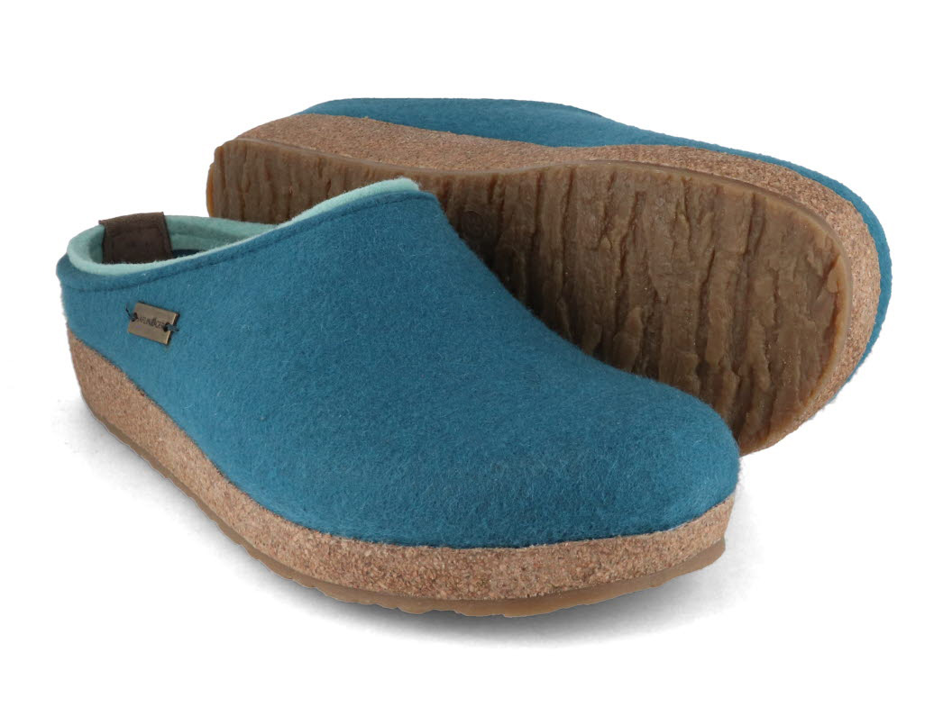 HAFLINGER Women Felt Clogs | Grizzly Kris, Turquoise