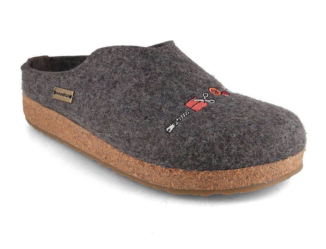 HAFLINGER Women Felt Clogs | Grizzly Sewing Box, Anthra