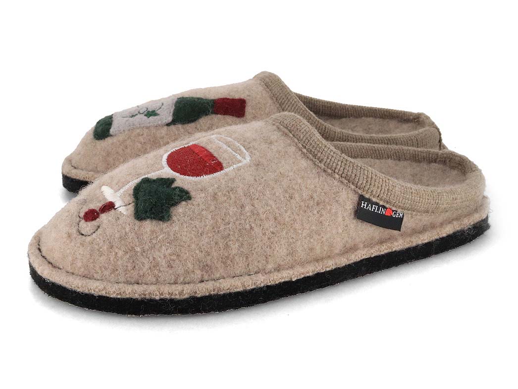 HAFLINGER Women Felt Slippers | Flair Wine Time, Beige|