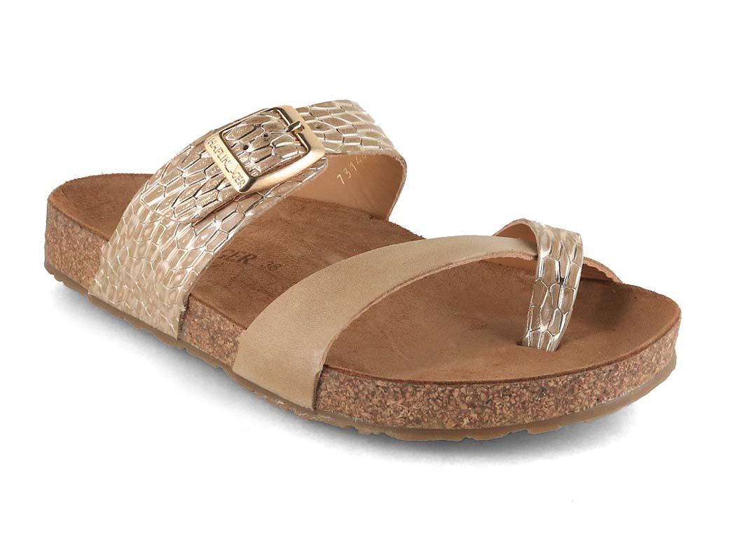 HAFLINGER Women Toe Separator Sandals |Bio Juno, gold