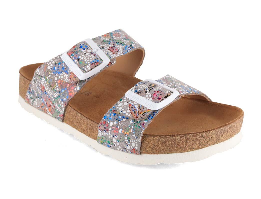 HAFLINGER leather Sandals | Bio Andrea, grey multi