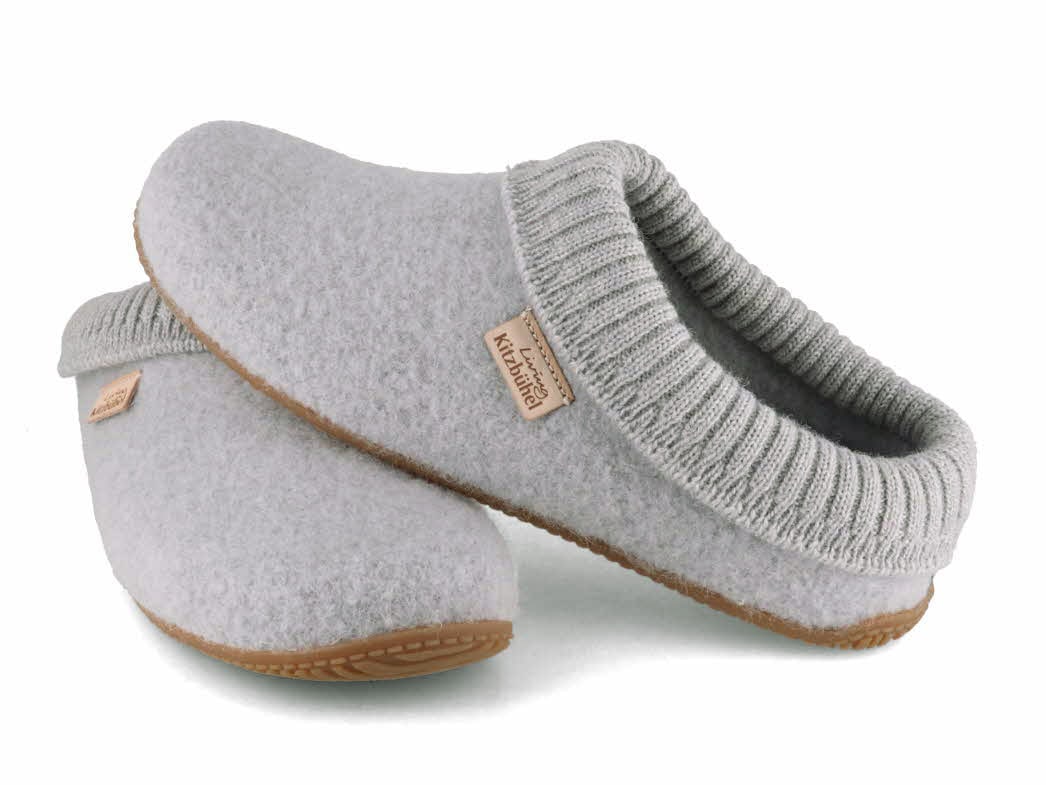 Living Kitzbuehel Slippers | Knitted Cuff, Gray | Free US Shipping