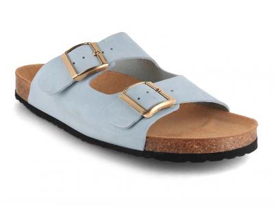 Tuffeln´s Women Leather Sandals|Classic Two-Strap blue