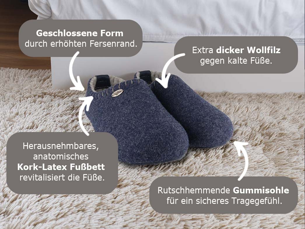 Tuffeln® Closed-Heel Slippers with Arch Support «Hauszeit», jeans ...