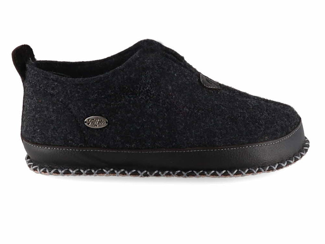 Tuffeln® retro Wool Slippers with a Cork Footbed «Urig», dark grey ...