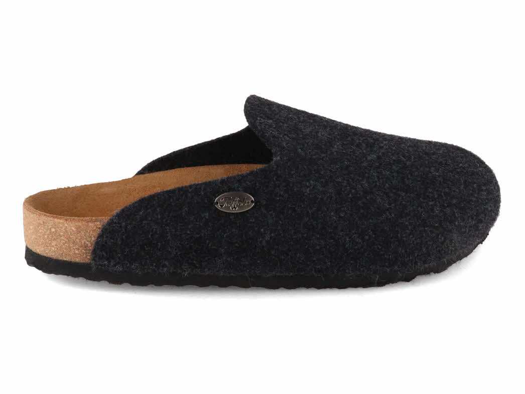 Tuffeln® Felt Mules «Famos», dark grey --> Boiled Wool and Haflinger ...