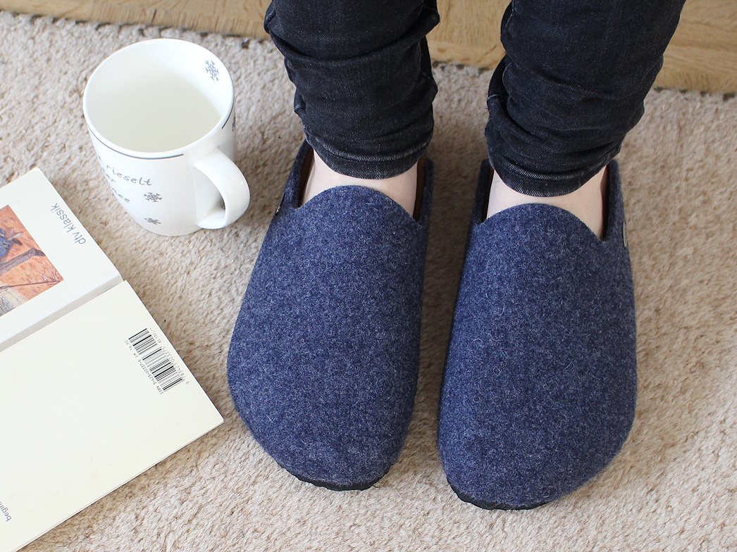 Tuffeln® Felt Mules «Famos»| Wool Slip-Ons | Jeans blue