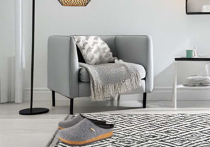 Light Grey Wool Clogs for Men |Tuffeln® natural Comfort