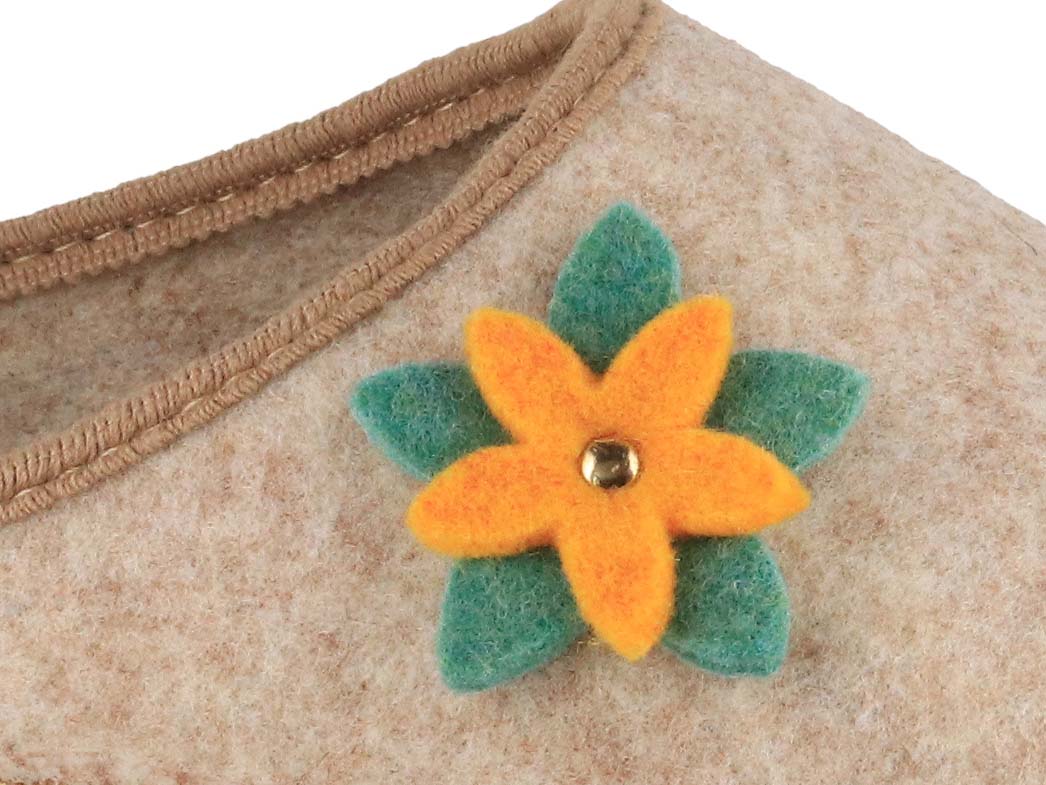 Tuffeln® Wool Clogs «Blumig» | Beige Wool Felt Clogs