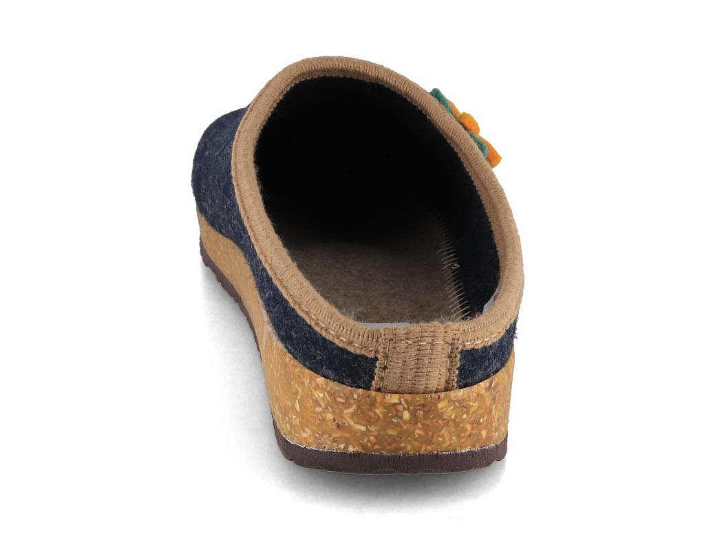 Tuffeln® Felt Clogs «Blumig» | Blue Women’s Slippers