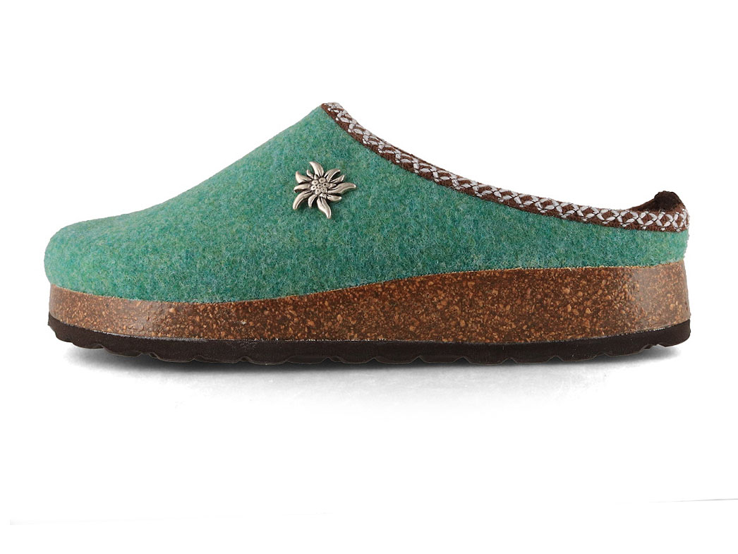 Wool Felt Clogs for Women Tuffeln® Edelweiss | green|