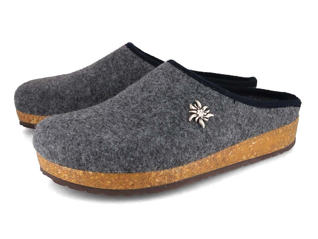Wool Felt Clogs for Women | Tuffeln® Edelweiss | grey