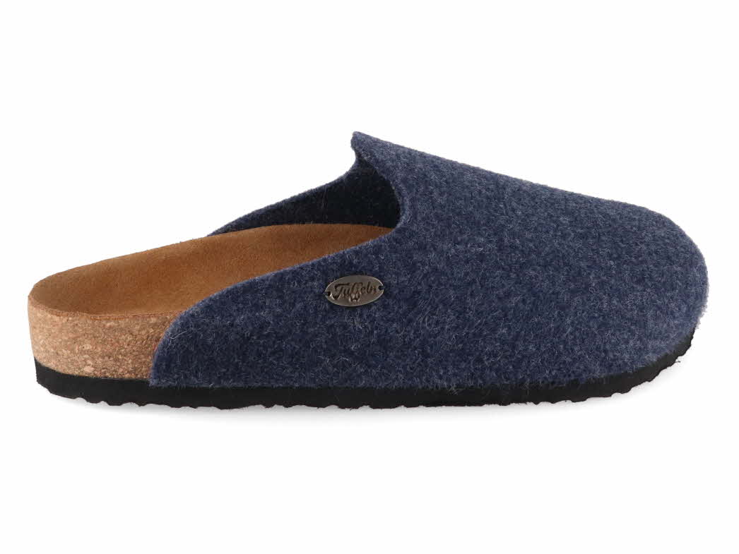 Tuffeln® Felt Mules «Famos»| Wool Slip-Ons | Jeans blue