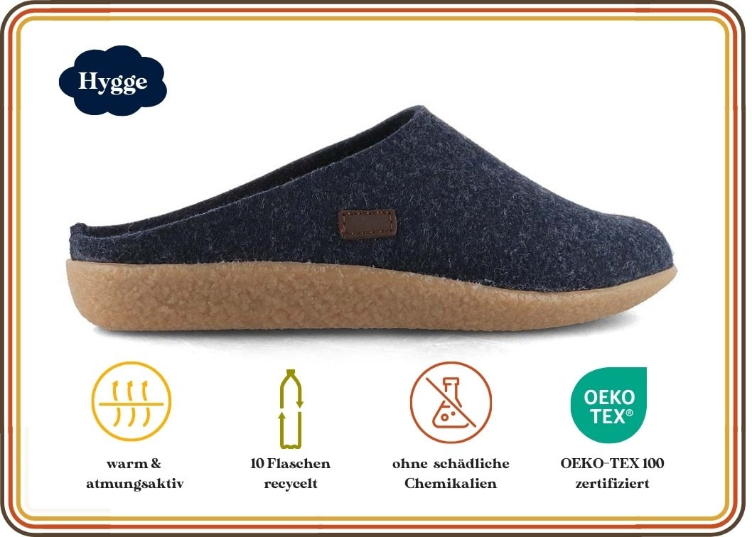 Wool Slippers Dark Blue | Tuffeln® Hygge Comfort