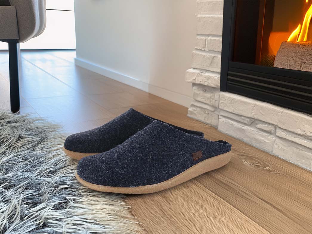 Wool Slippers Dark Blue | Tuffeln® Hygge Comfort