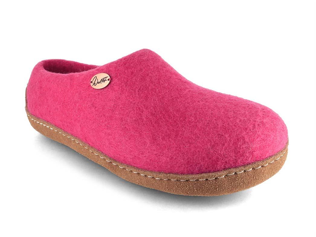 WoolFit Handmade Slippers | Footprint, Pink Wool