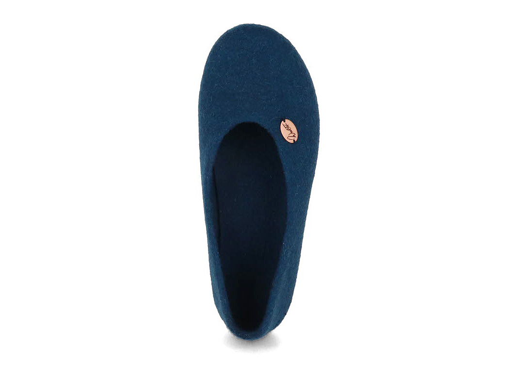 WoolFit Ballerina Slippers | Soft Felt, Blue Wool