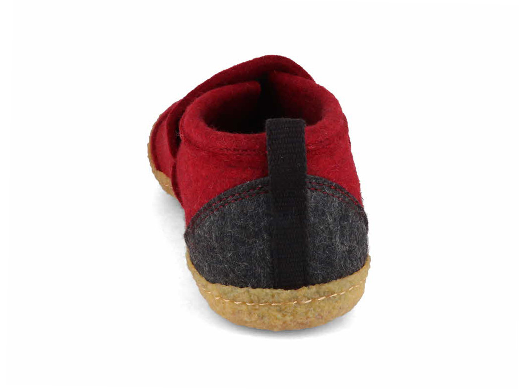 WoolFit Office Slippers | Taiga, Dark Red with Grip Sol