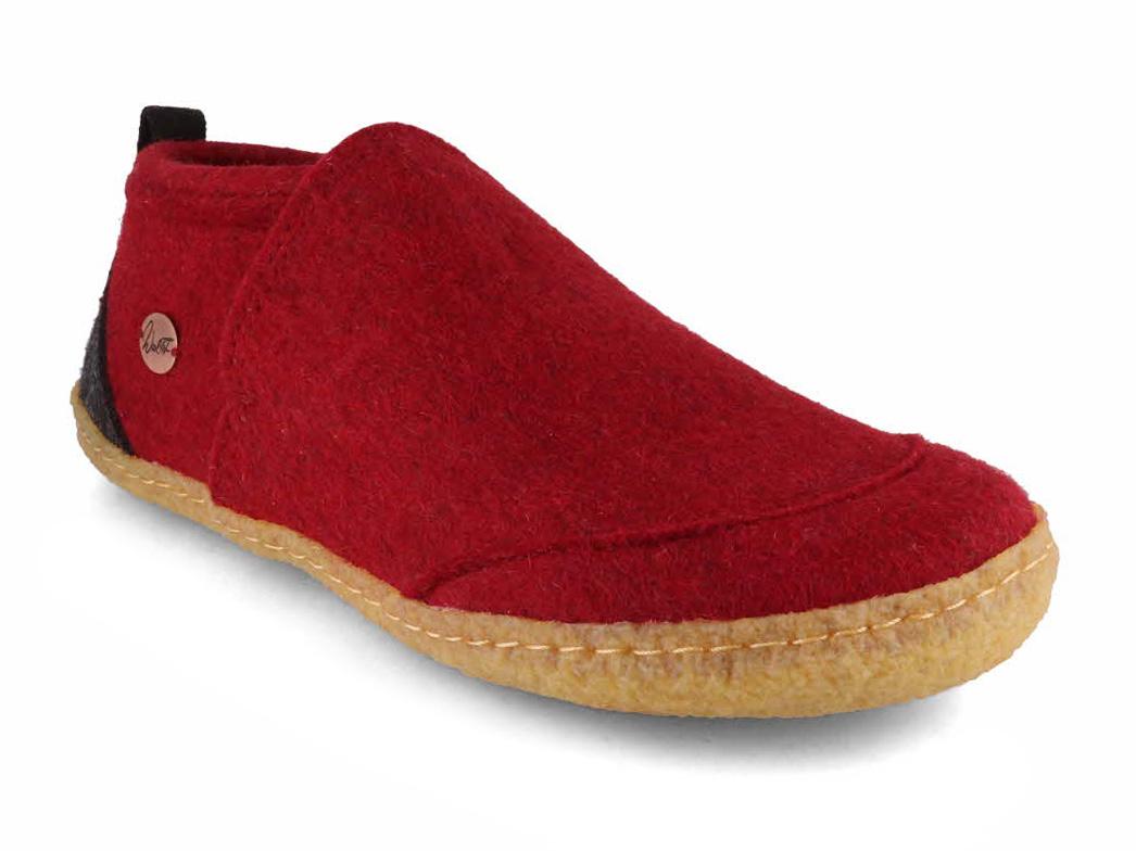 WoolFit Office Slippers | Taiga, Dark Red with Grip Sol