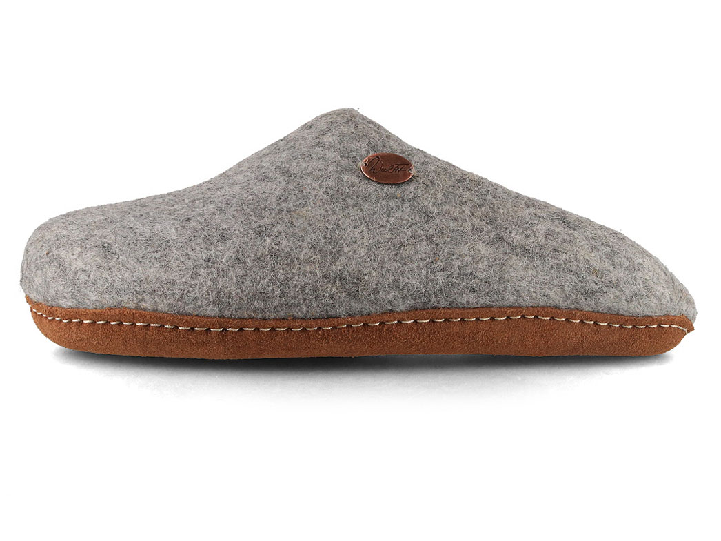 WoolFit Open Slippers | Handfelted, Stone Grey