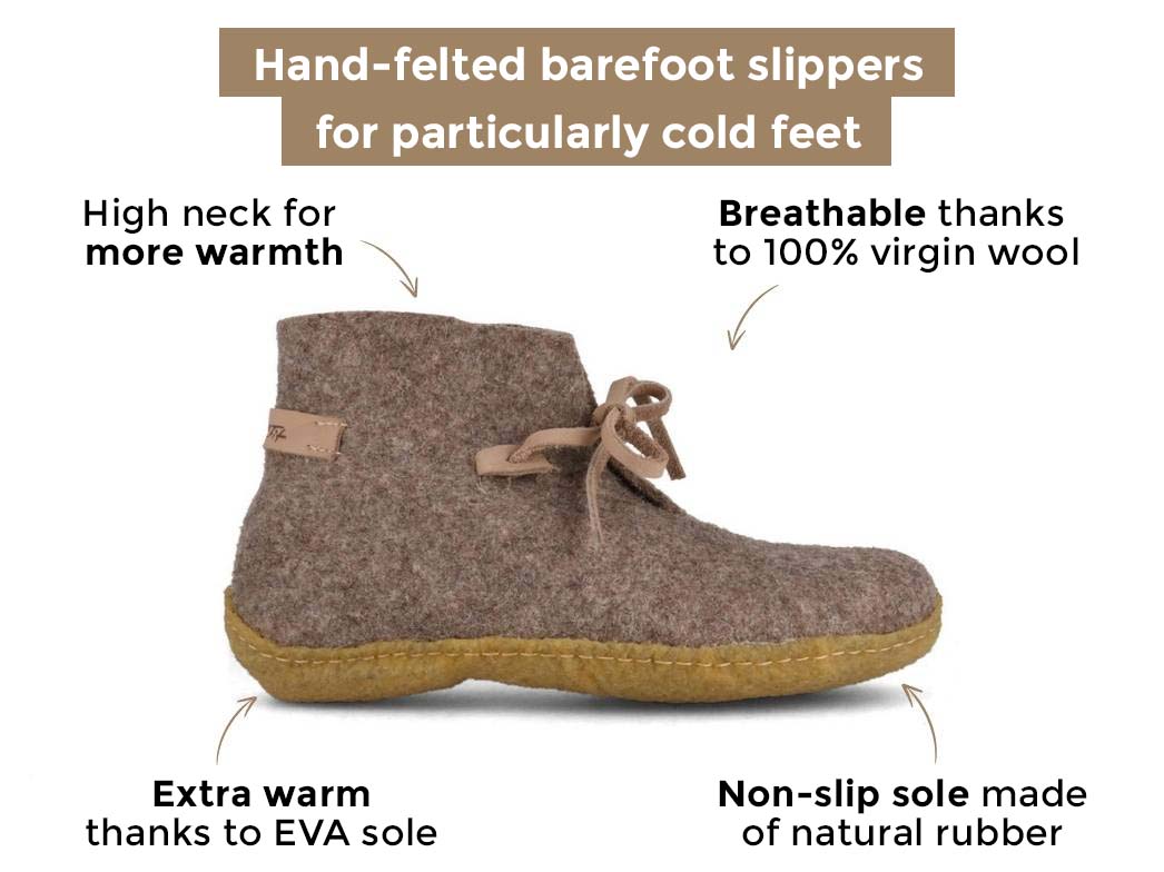 WoolFit® Indoor-Outdoor Felt Slippers Vitus, earth