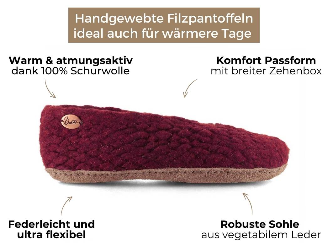 WoolFit® Women Slippers | Woolies, Bordeaux|
